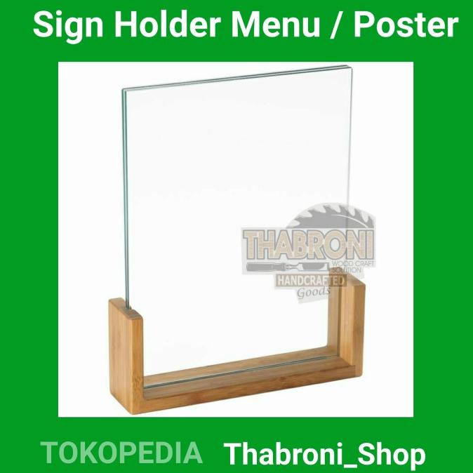 Jual Sign Holder Kayu + Akrilik Polos Stand Poster Menu Meja Kayu ...