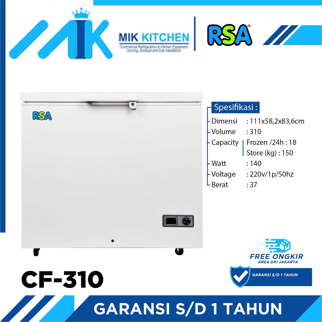 Jual Rsa chest freezer CF 310/CF-310 /CF310 kapasitas 310 liter ...