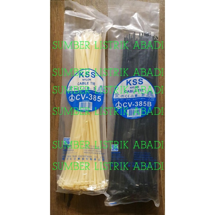 Jual Kabel Ties KSS CV 385 isi 100pcs (hitam/ putih) | Shopee Indonesia