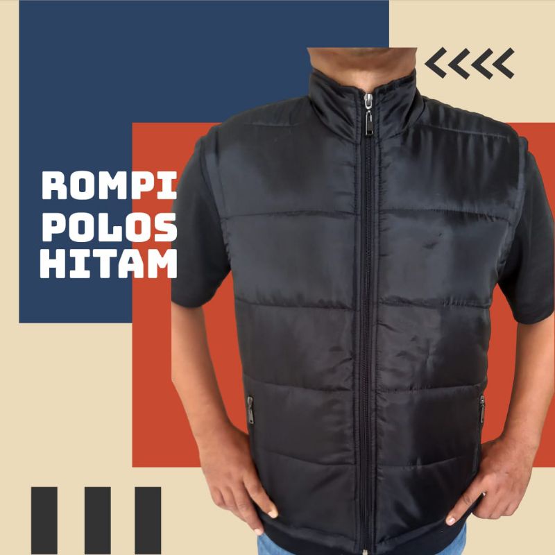 Jual Rompi Outdoor Vest Gelembung Bandung Hitam Polos | Shopee Indonesia