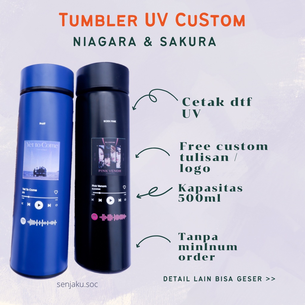 Jual Tumbler Thermos UV Custom Niagara Sakura LED Temperature DTF UV ...