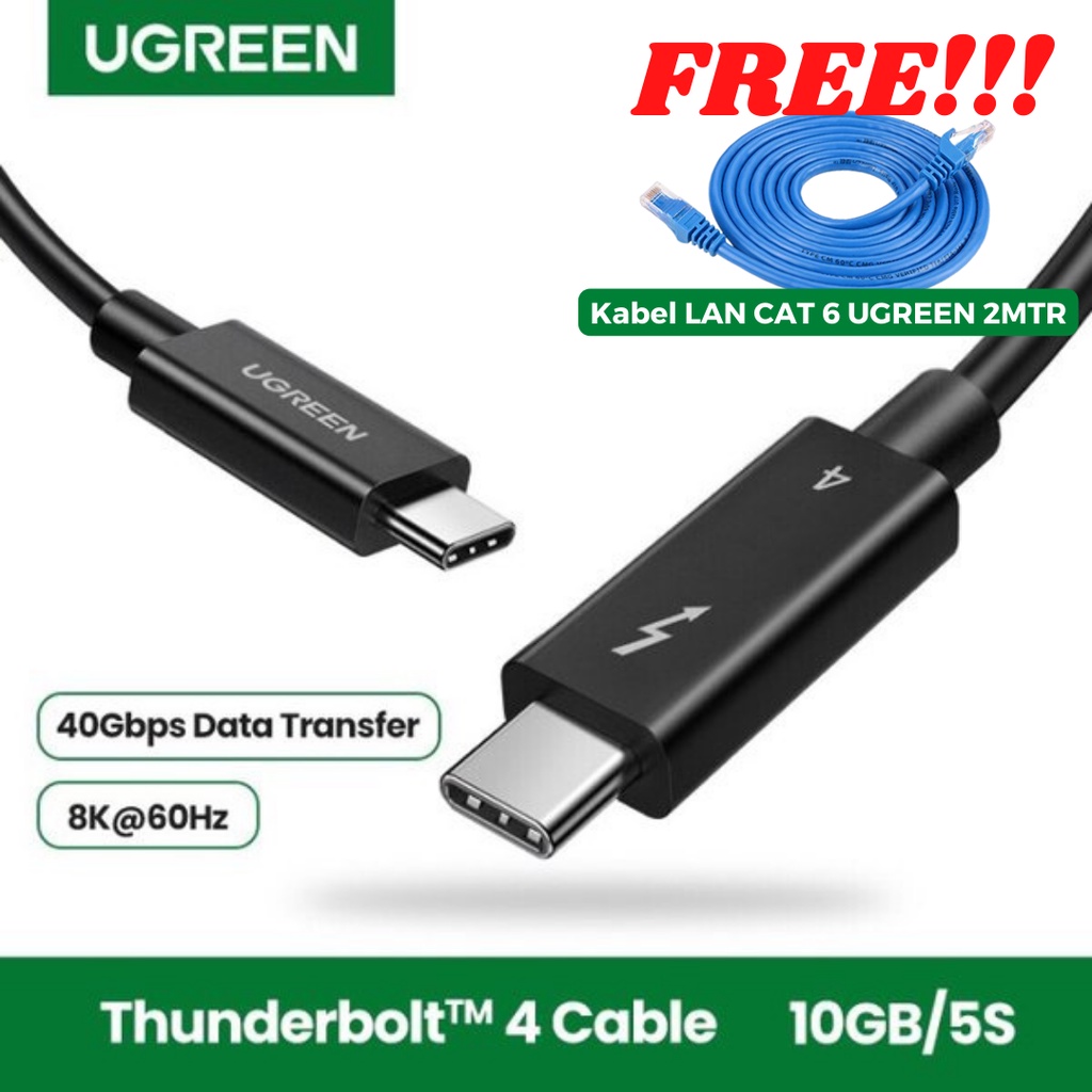 Jual Ugreen Kabel Thunderbolt 4 100watt 40Gbps 8K 80cm Type C Cable ...