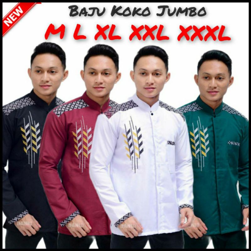 Jual Baju Koko Jumbo Lengan Panjang Pria Kombinasi Batik Size XXL XXXL ...