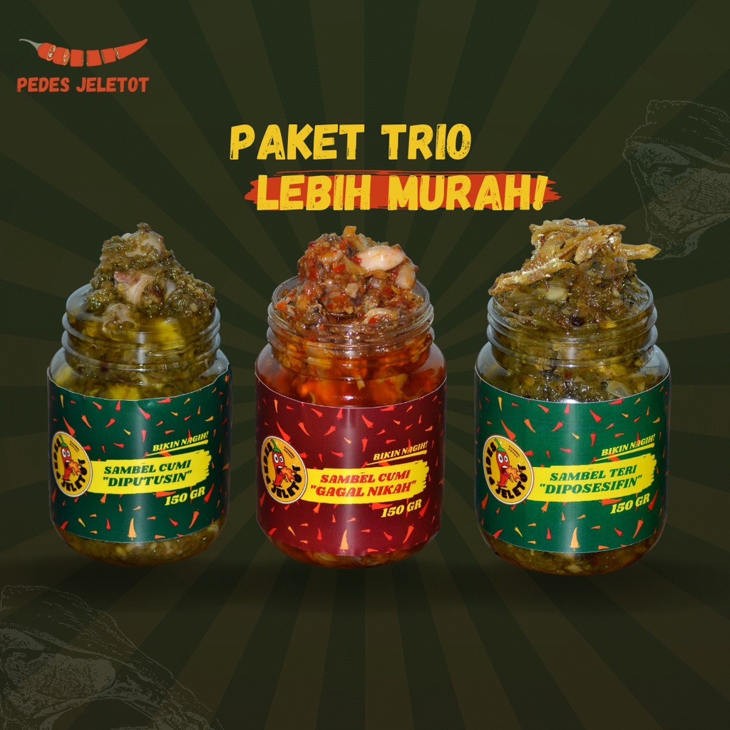 Jual PEDES JELETOT - SAMBAL CUMI TERI PAKET MURAH | Shopee Indonesia