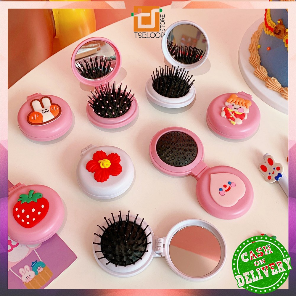 Jual OFM-C767 Cermin Sisir Bulat Lipat Kaca Ala Korea Sisir Compact ...