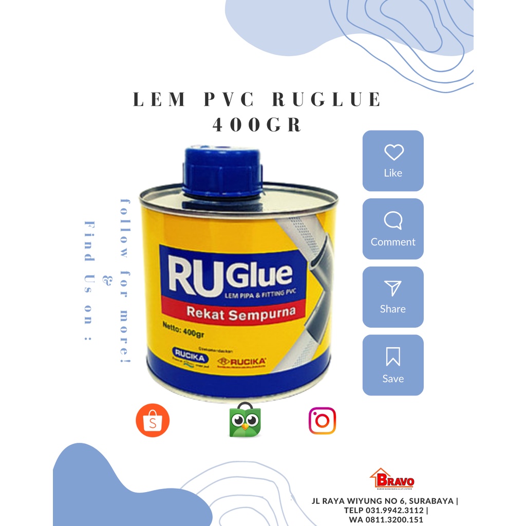 Jual lem pvc ruglue 400gr rucika | Shopee Indonesia