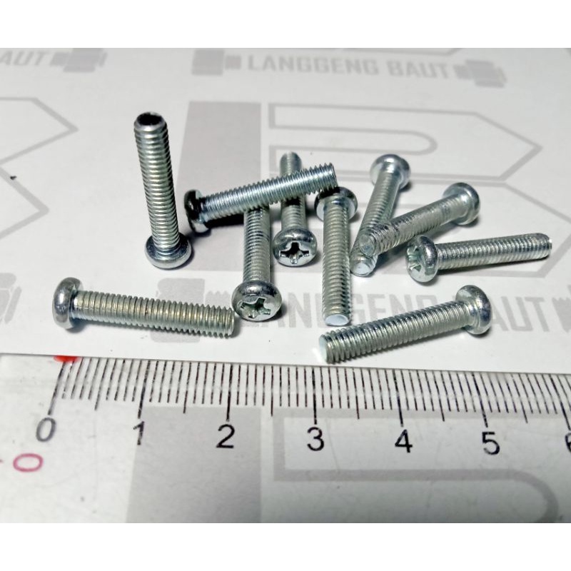 Jual 10Pcs Baut JP M4x20 / Baut Obeng Plus Kepala Bulat 4mm Panjang 2cm | Shopee Indonesia