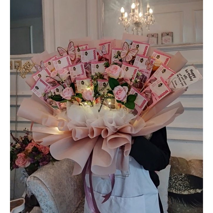 Jual Buket Uang 20 Slot mix Bunga artificial Bouquet kekinian Hadiah ...