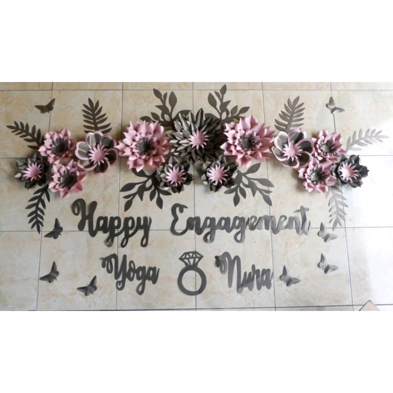 Jual ready paperflower backdrop lamaran tunangan bunga kertas karangan ...