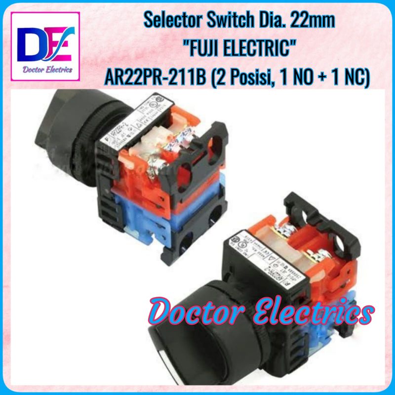 Jual FUJI ELECTRIC Selector Switch Diameter 22mm AR22PR-211B 2 Posisi 1NO 1NC | AR22PR-311B 3 ...