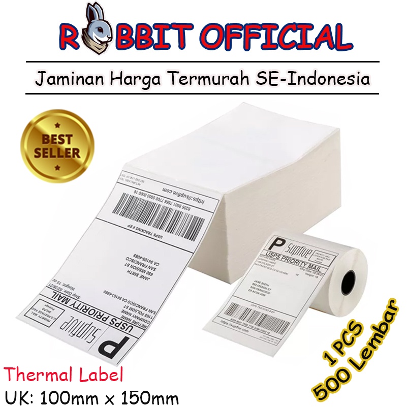 Jual Kertas Thermal Label Barcode 100 x 150 mm Label Pengiriman 100x150 ukuran A6 isi 500pcs ...