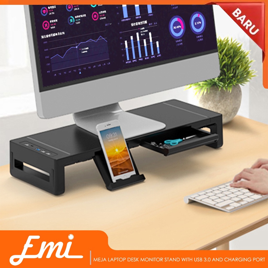 Jual Meja Laptop Desk Monitor Stand with USB 3.0 and Charging Port ...