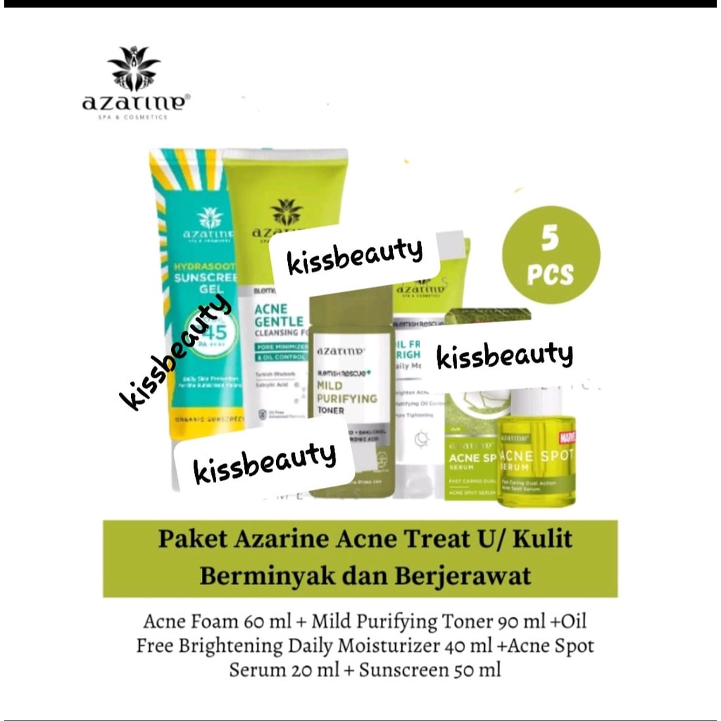 Jual Paket Azarine Acne Treat 5 Pcs U/ Kulit Berminyak dan Berjerawat ...