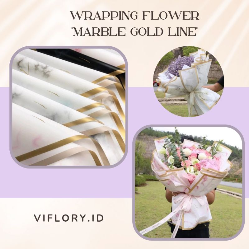 Jual CELLO MARBLE GOLD LINE / KERTAS BUKET MARBLE ( TAMBAH DUS ...