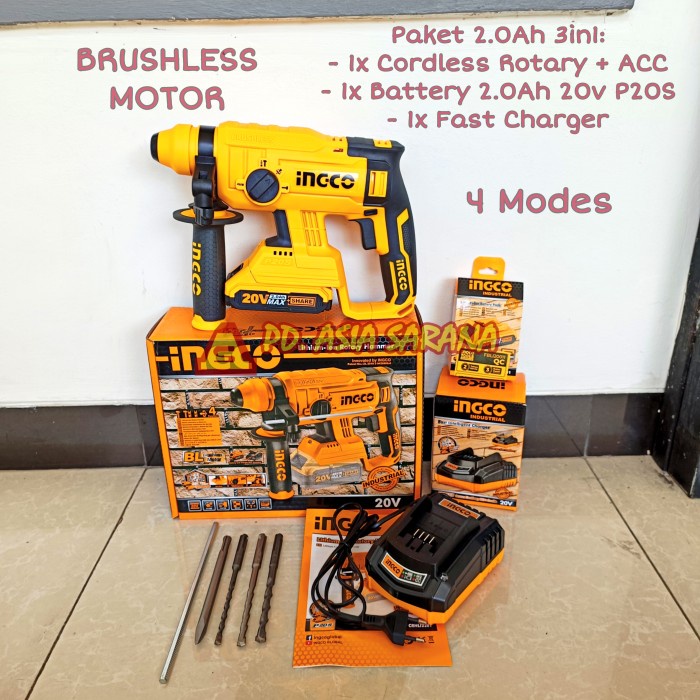 Jual Cordless Rotary Hammer Brushless INGCO CRHLI2201 Mesin Bor Bobok ...