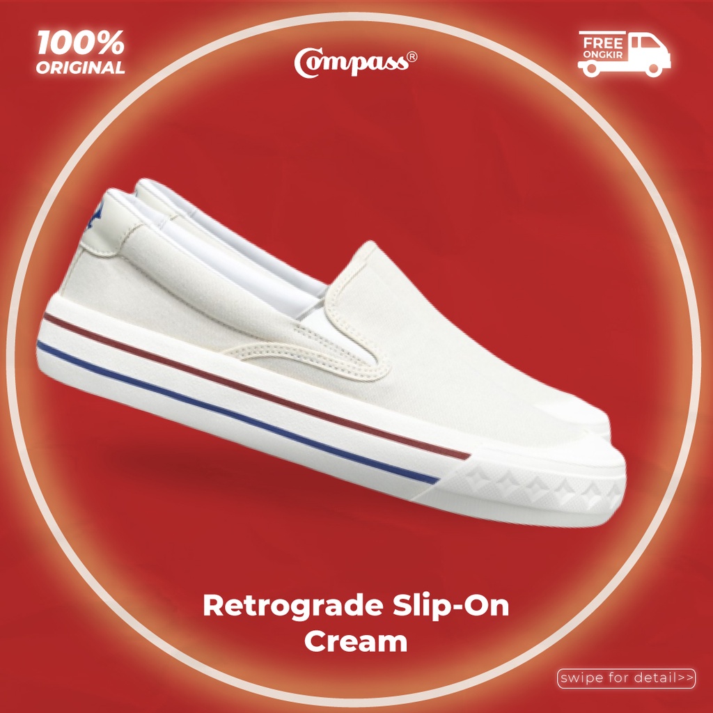 Jual [ORIGINAL] SEPATU COMPASS RETROGRADE SLIP ON CREAM | Shopee Indonesia