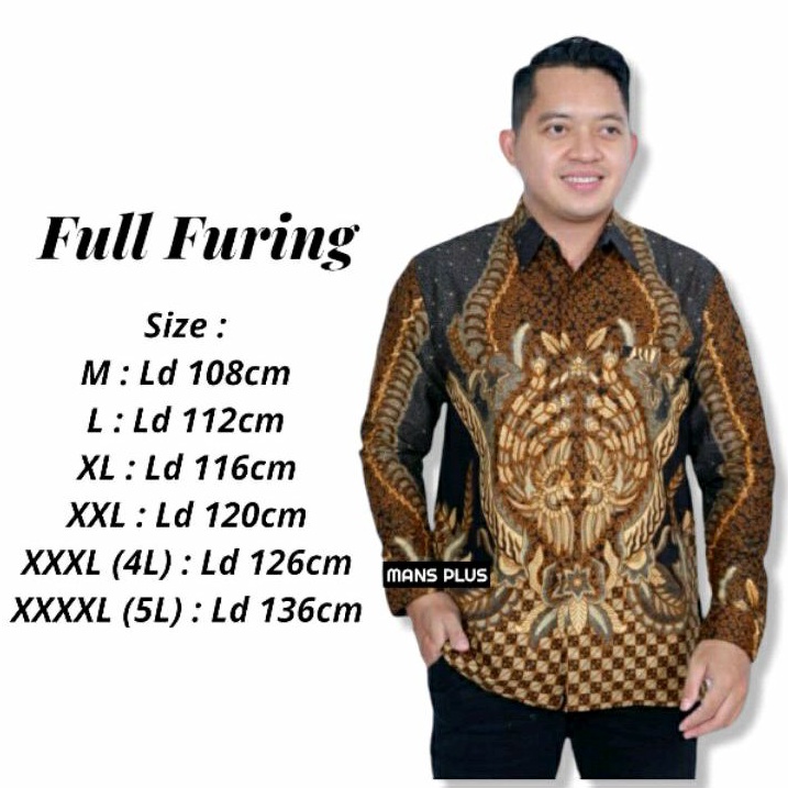 Jual [FULL FURING] Kemeja Pria Batik Big Size 4L-5L Lengan Panjang Full ...