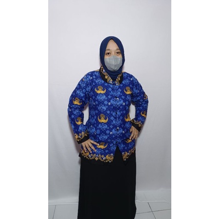 Jual KEMEJA KORPRI TERBARU 2023 WANITA KERAH HITAM FULL PURING HERO | Shopee Indonesia