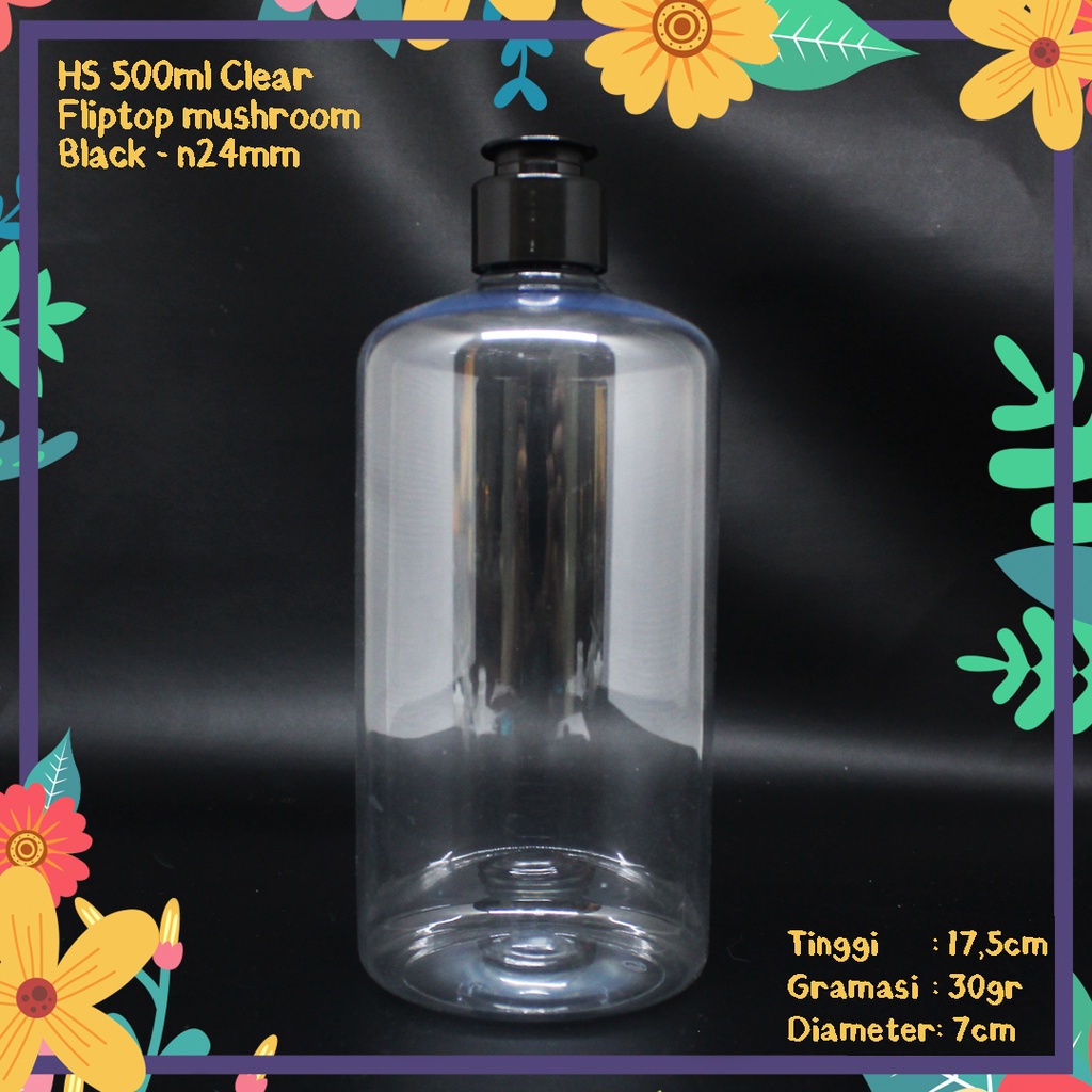 Jual BOTOL HS 500ML CLEAR N24 TUTUP FLIPTOP JAMUR HITAM MUSHROOMPET ...