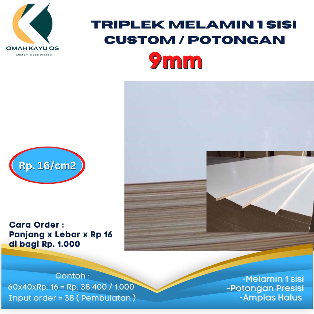 Jual Triplek Multiplek Melamin Triplek Putih 9mm potongan Custom ...
