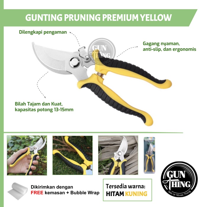 Jual Gunting Pruning Kuning Hitam - Tanaman, Stek, Ranting, Bonsai ...