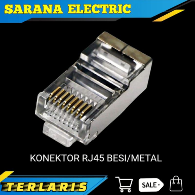 Jual CONNECTOR RJ45 METAL BESI PLAT SHIELDED KONEKTOR RJ45 BESI OUTDOOR ...