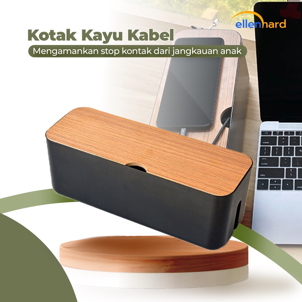 Jual Tempat Kotak Kayu Cable Organizer Penyimpanan Kabel Stop Kontak ...