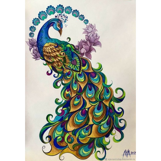 Jual hiasan dinding poster burung merak plus bingkai ukuran 53*35 ...