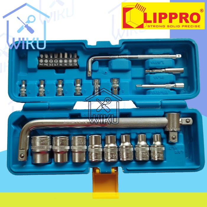 Jual Lippro 3338Mb Kunci Sok Set 1/4" 1/2" 6Pt 28 Pcs Socket Soket Set ...