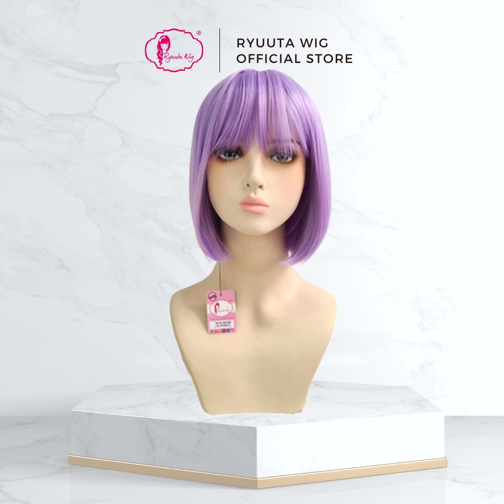 Jual Ryuuta Wig Basic Cap Short Bob There Purple Ungu 12 inch 30 cm ...