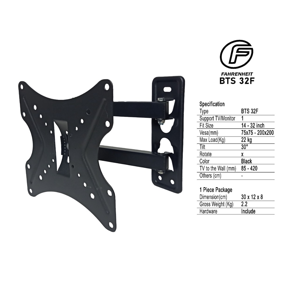 Jual Bracket TV LED LCD 14 - 32 inch Fahrenheit BTS 32F Swifel Tilt ...