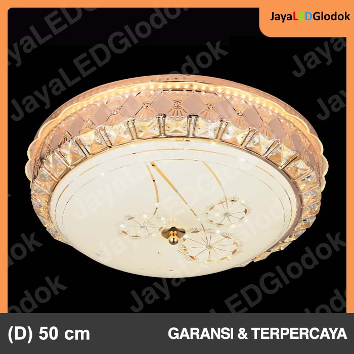 Jual Lampu Plafon Minimalis Ruang Tamu Kamar Bulat Kaca Bunga Emas 0027 ...