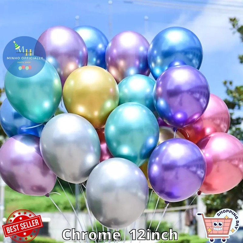 Jual Balon Latex Metalik Chrome / Metalic Balloon 12inch (10pc ...