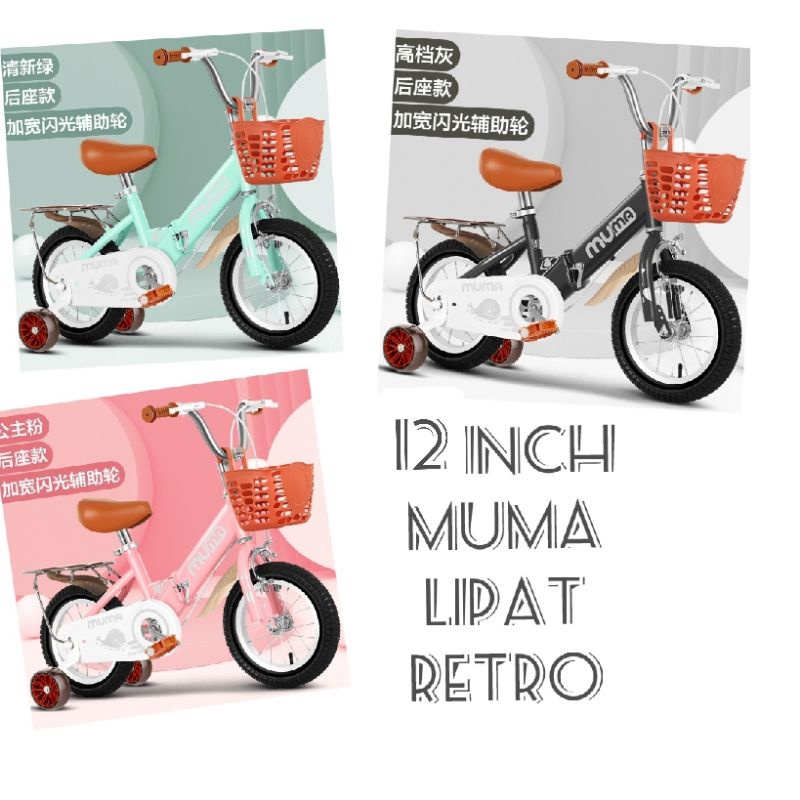 Jual Sepeda Anak Kuat Kokoh Unik Lipat Retro MUMA Impor - Light Green ...