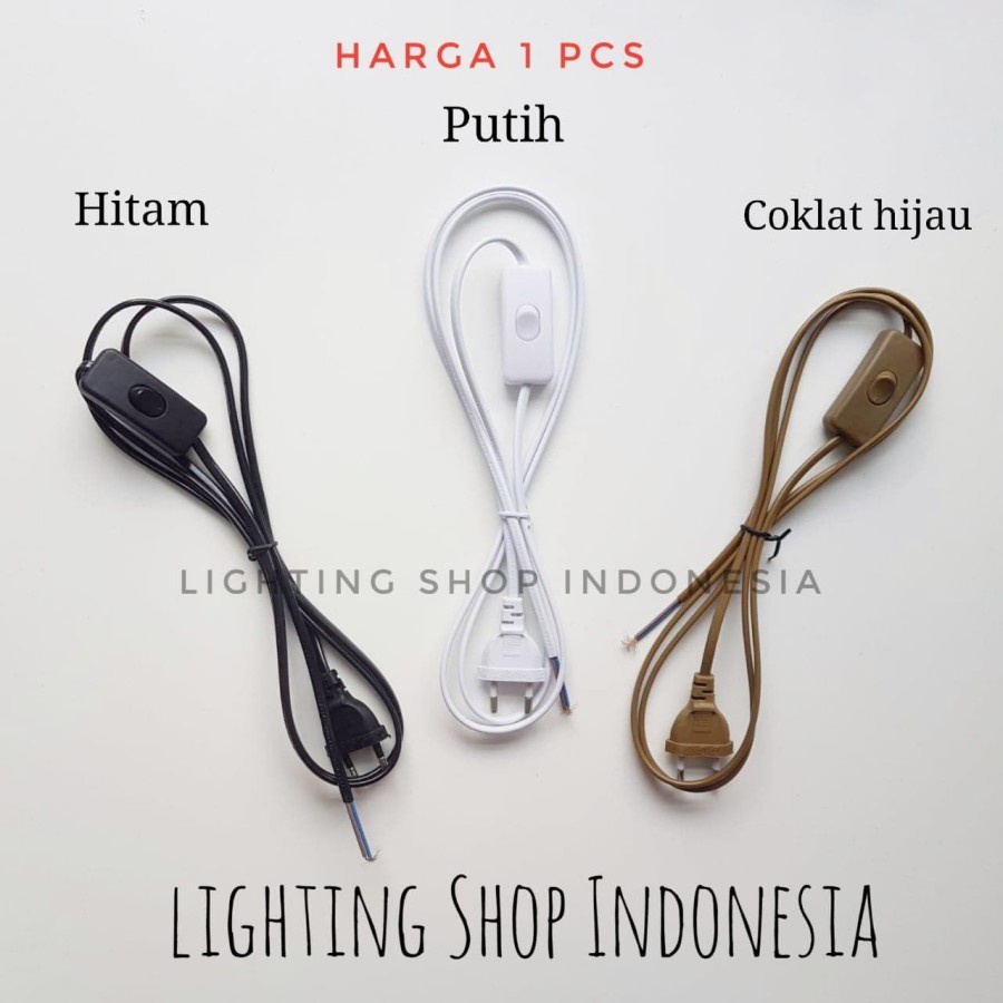 Jual Kabel hitam putih coklat hijau saklar on/off + colokan + on off ...