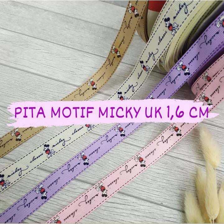 Jual 5 YARD - 1,6CM PITA MOTIF MICKY / PITA JEPIT / PITA KERAJINAN ...