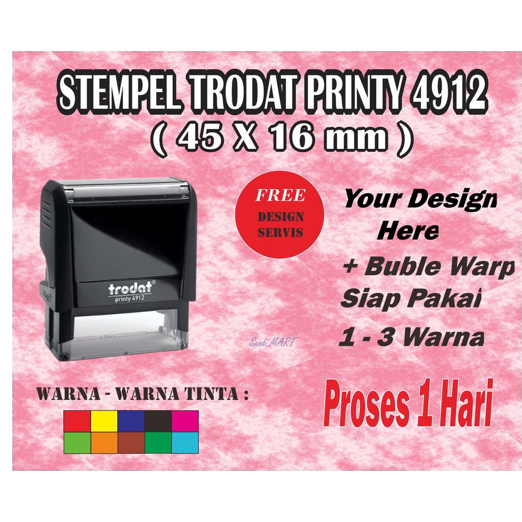 Jual Stempel Trodat 4912 (45x16mm) Stempel nama Praktis Stempel warna stempel toko Stempel ...