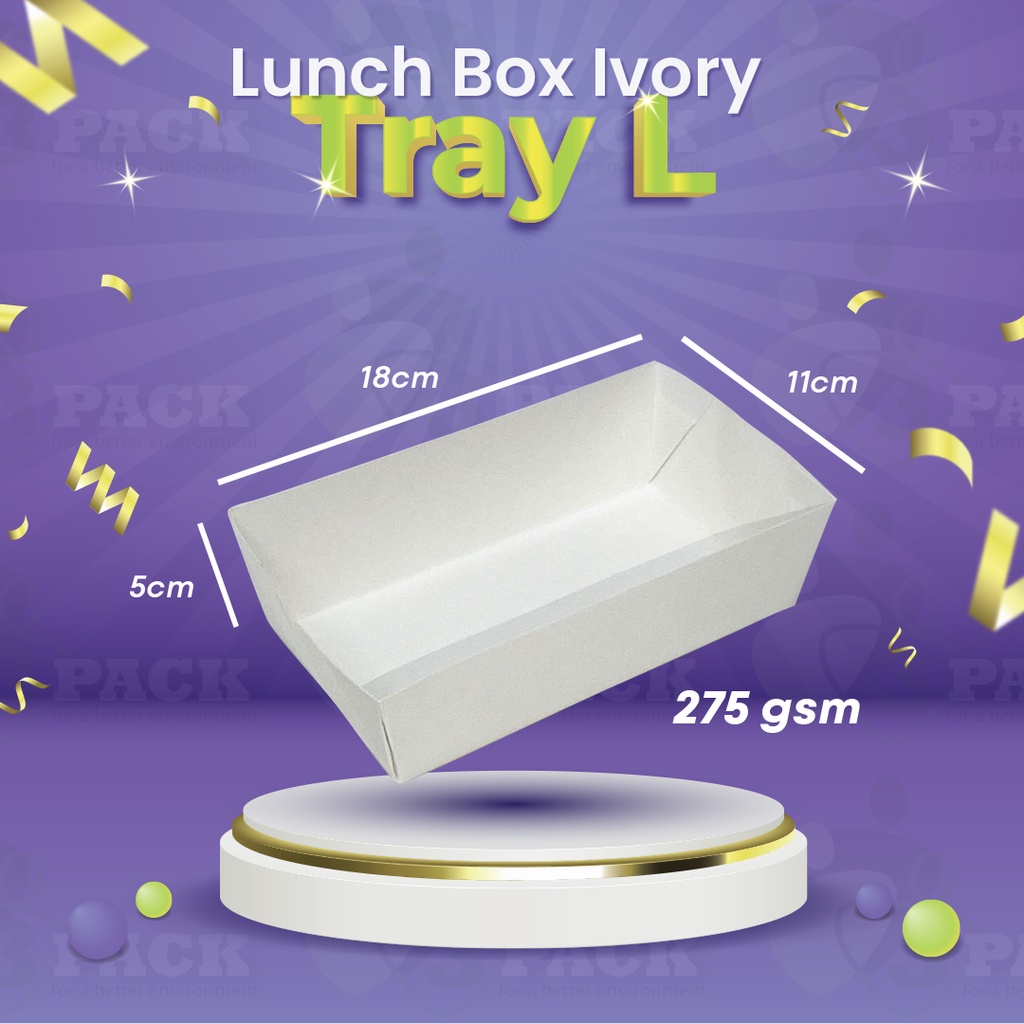 Jual Tray Paper lunch box size L IVORY - kotak makanan kertas ukuran L ...