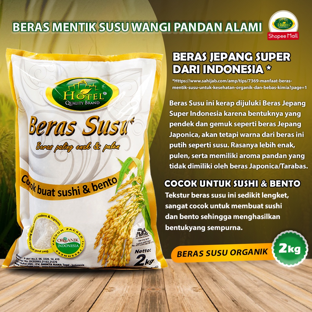 Jual Beras Susu HOTEL Organik 2kg - Beras Mentik Susu 2 kg - BERAS ...