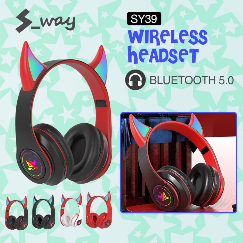 Jual SY39 Headphone Gaming Telinga Kucing LED Model Setan | Shopee ...