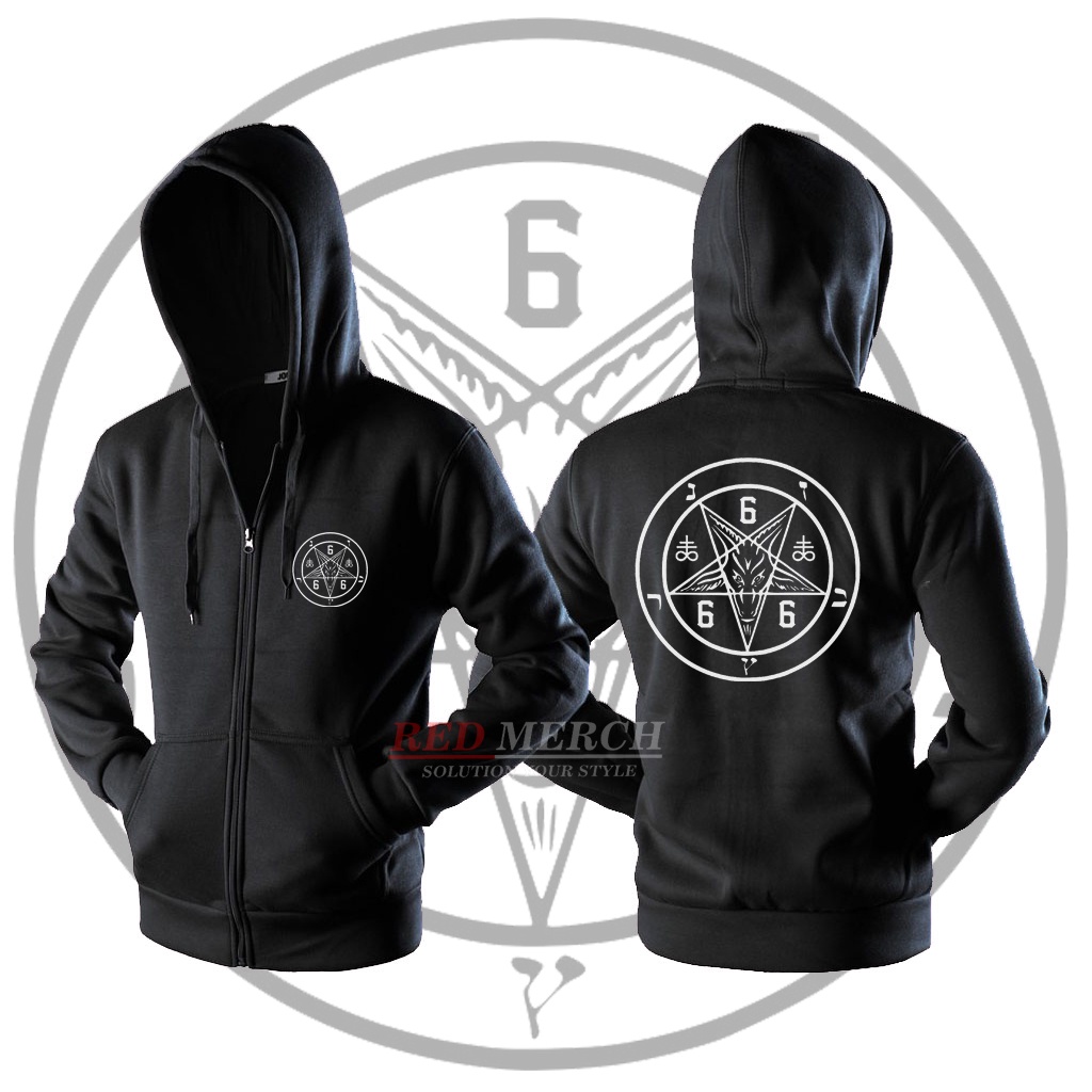 Jual Jaket hoodie zipper edisi satanic 666 - Red Merch | Shopee Indonesia