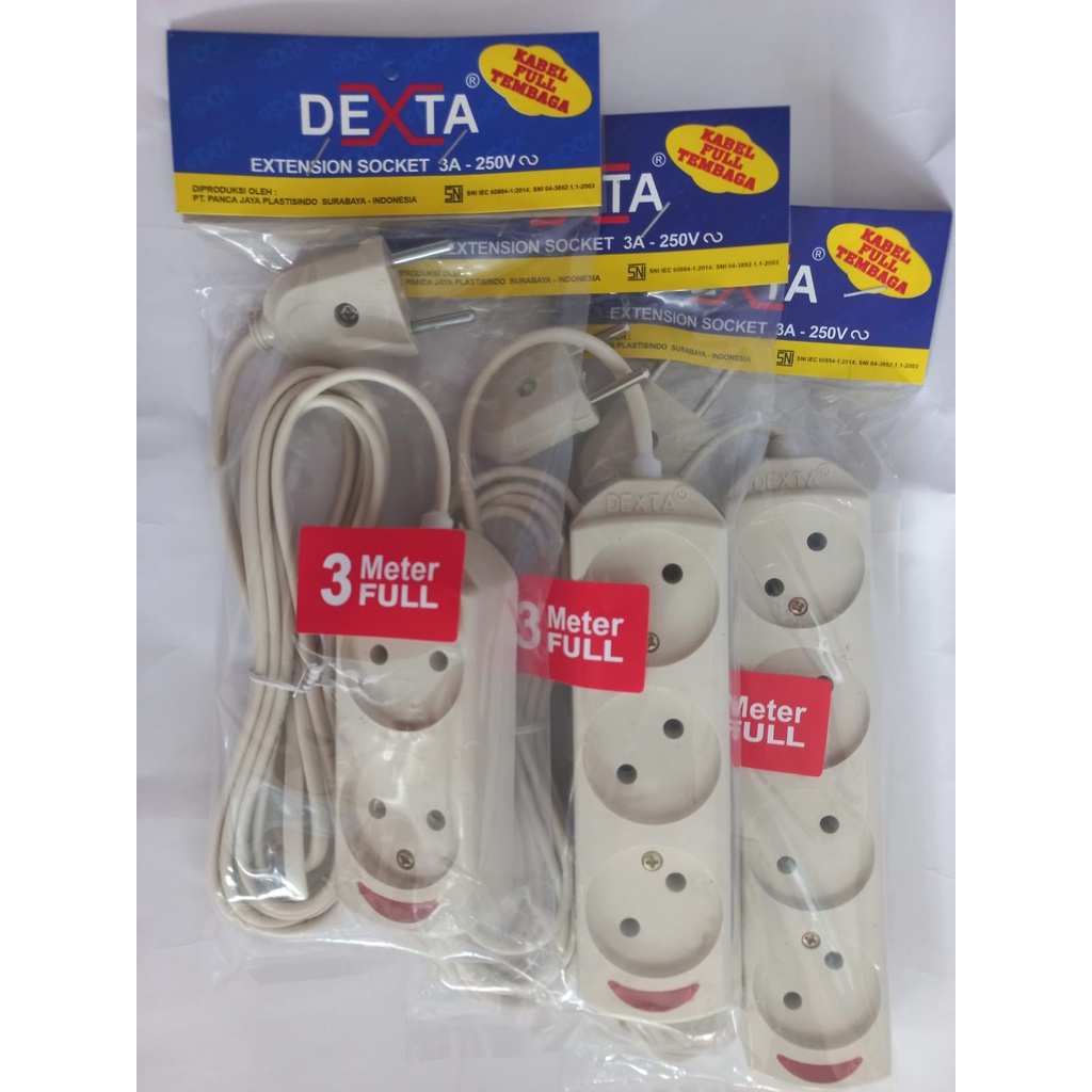 Jual Stop Kontak Listrik Gepeng lubang 2, 3, 4 + kabel panjang 3 meter ...