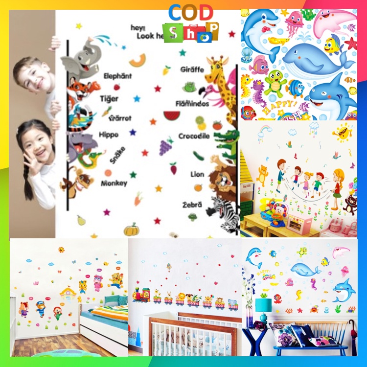 Jual COD - 5203 Sticker dinding Anak / Sticker Dinding Motif Binatang ...