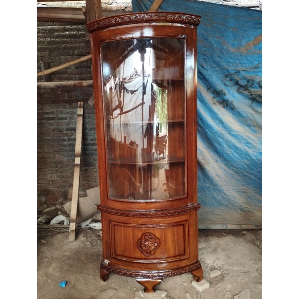 Jual almari sudut ukir /almari sudut jati/almari hias jati | Shopee ...