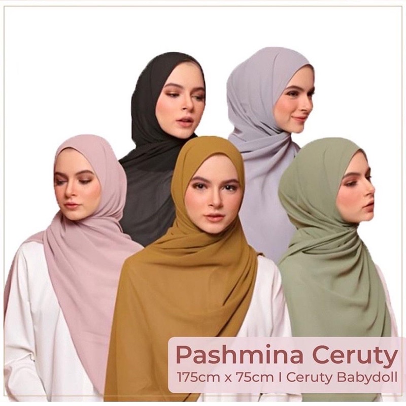 Jual 50WARNA PASMINA CERUTY BABYDOLL JAHIT TEPI PREMIUM / HIJAB JILBAB PASHMINA MALAYSIA MALAY ...