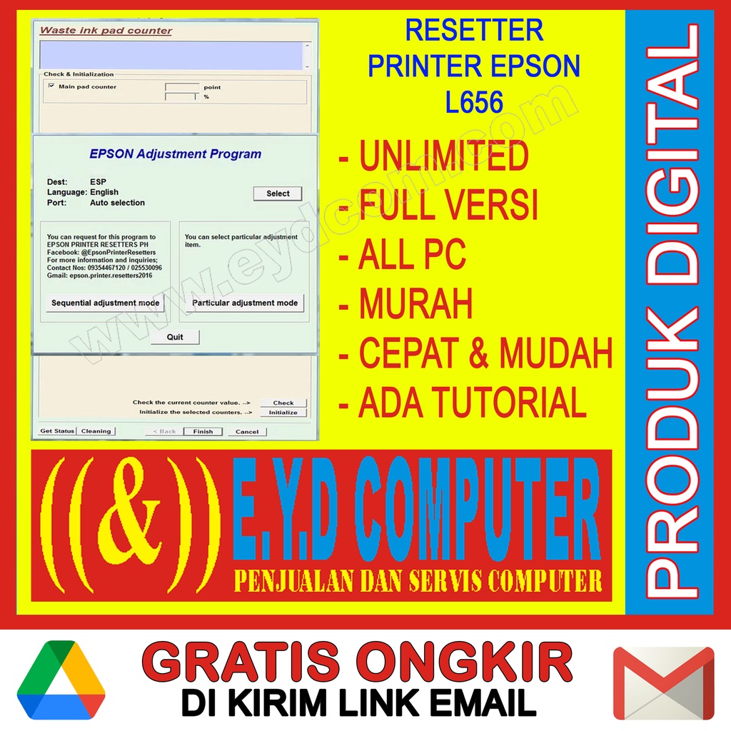 Jual RESSETER EPSON L656 ALL PC UNLIMITED BANYAK PC FULL VERSI RESETTER ...