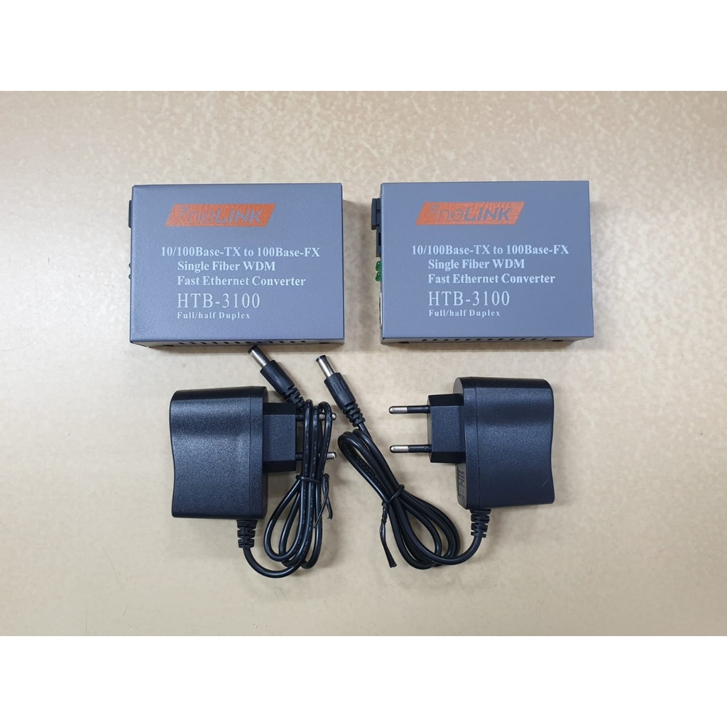 Jual Fiber Optical Media Converter HTB 3100AB 3100 AB 10/100Mbps Single ...