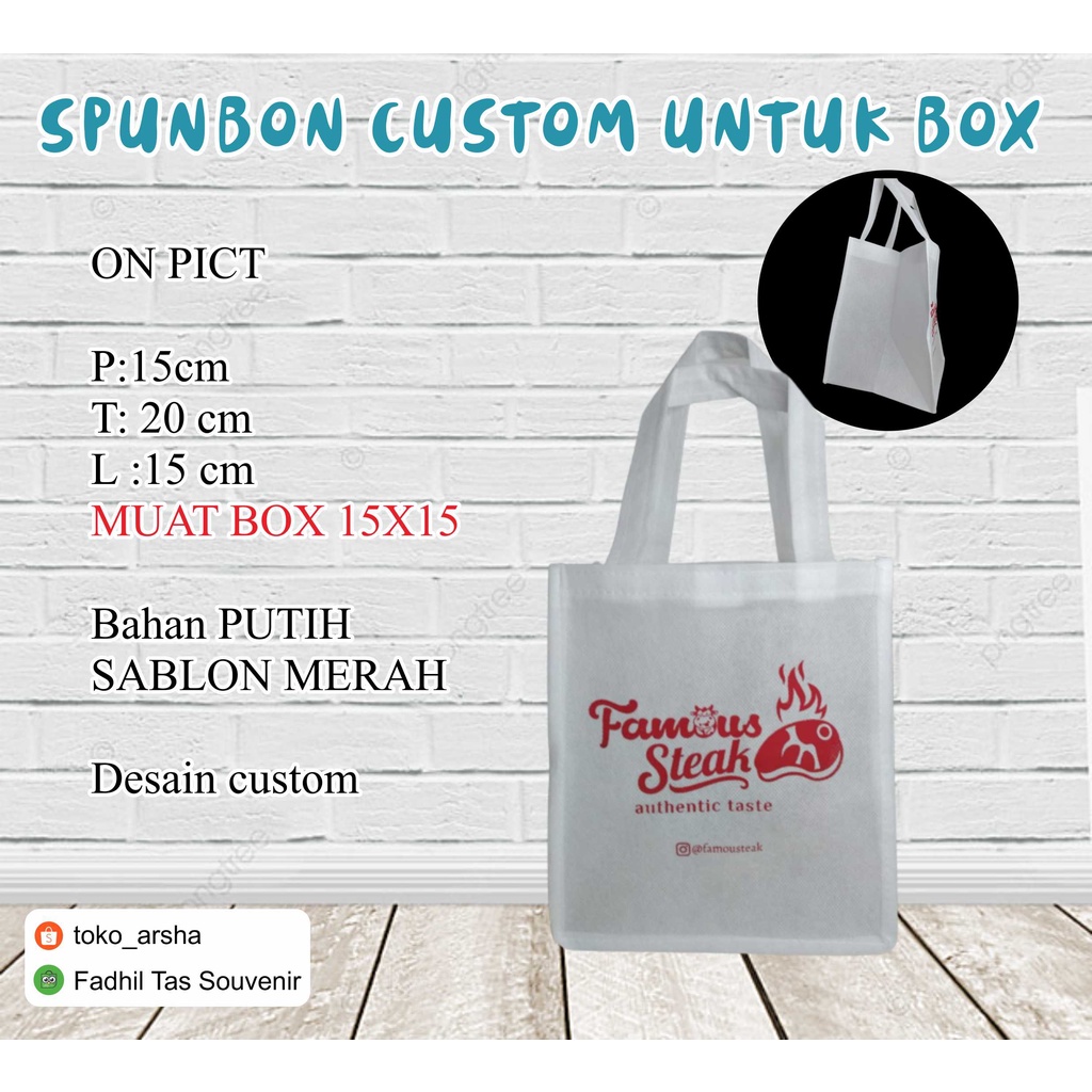 Jual [15x15 tinggi 10/15/20/25/30] Tas spunbond dus 15 free sablon 1 ...