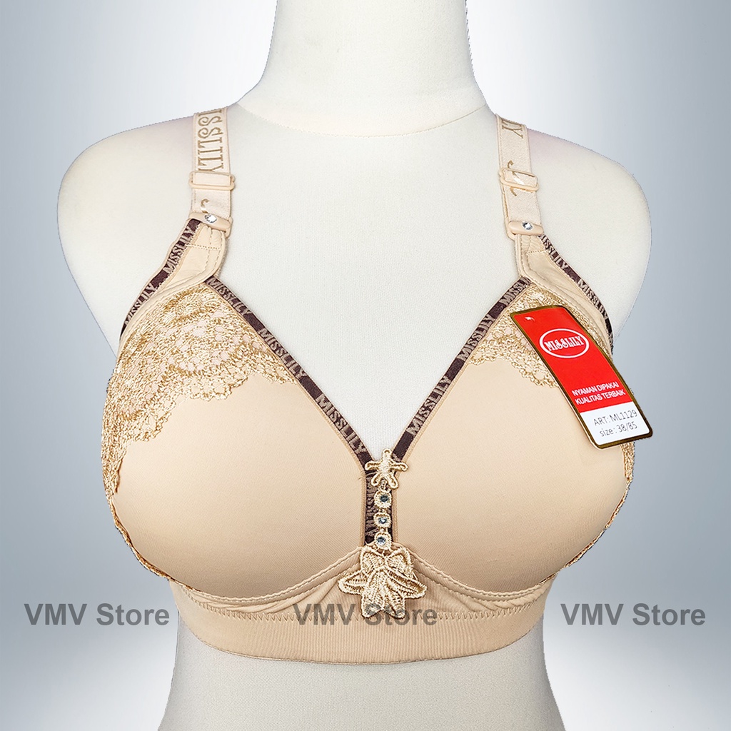 Jual Bra Wanita Cup C Jumbo Misslily ML 1129 Bh Tanpa Kawat Kait 3 Lace Cantik Miss Lily ...