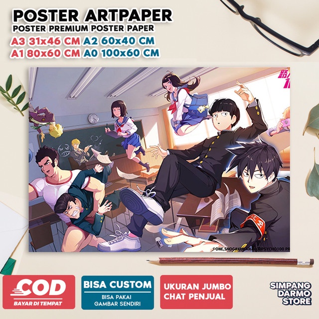 Jual Poster Mob Psycho 100 Shigeo Kageyama Katsuya Ekubo Tome Tenga ...